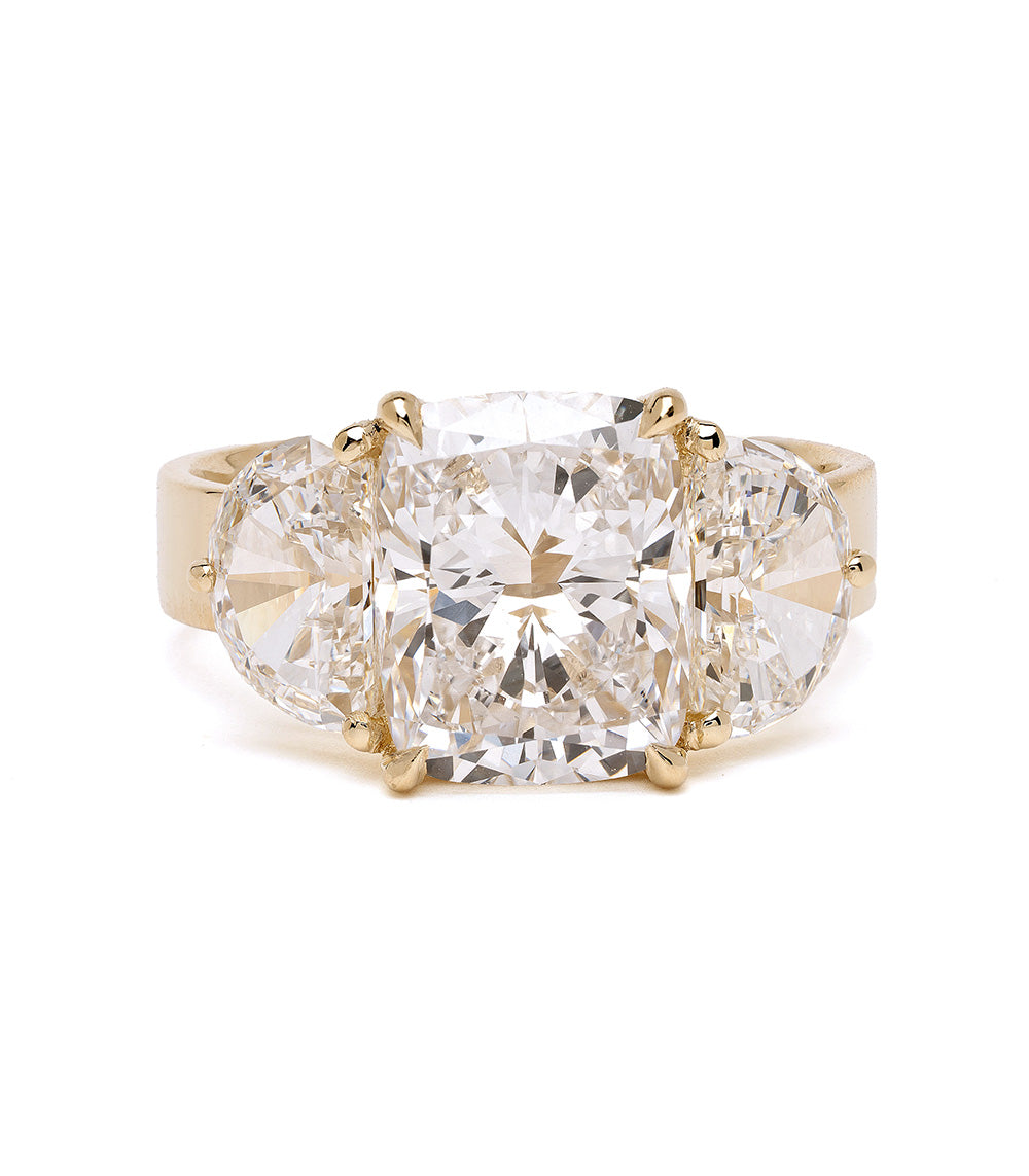 Charlie Three Stone Cushion Diamond Engagement Ring – Sofia Kaman