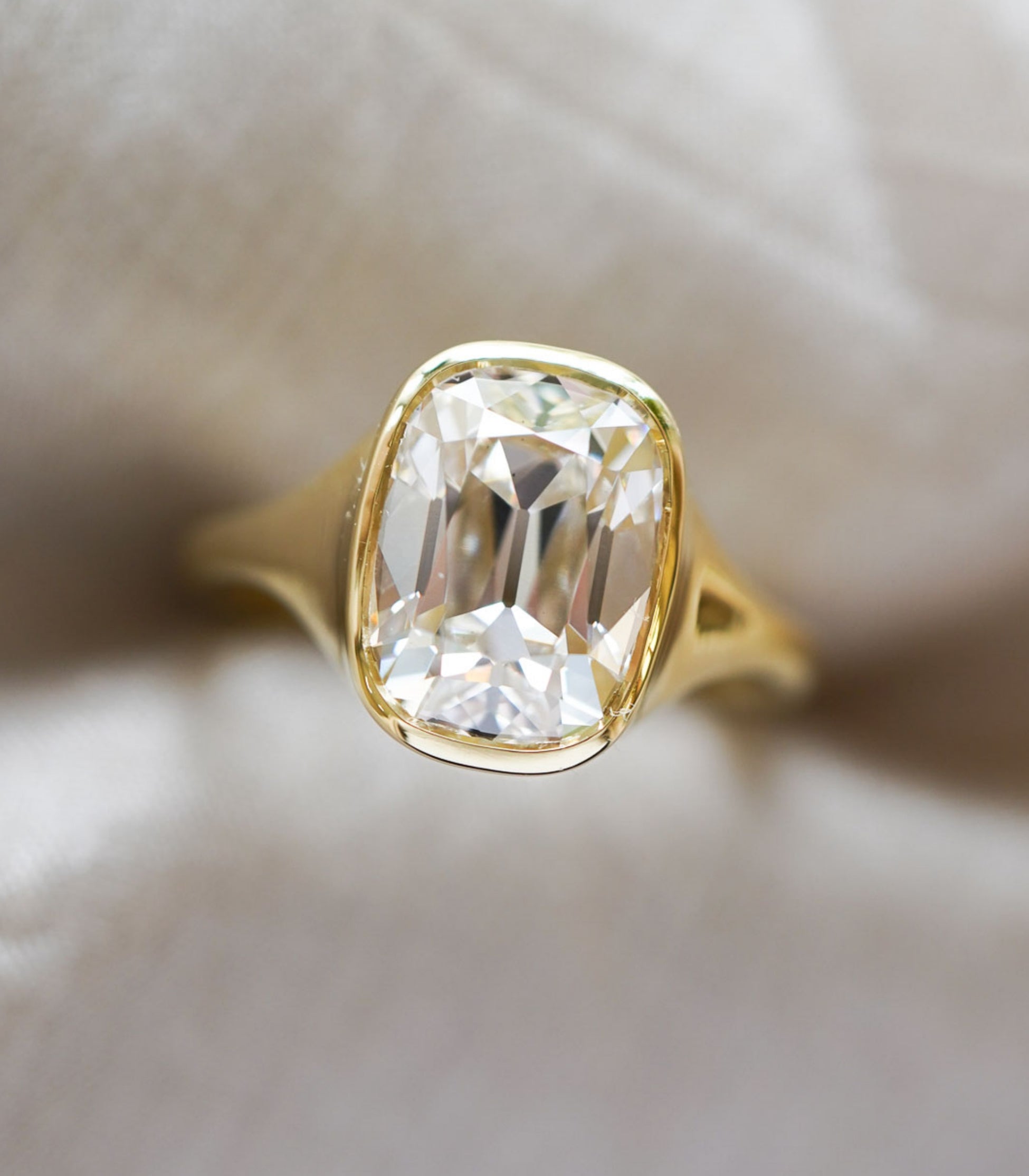 Isolde Old Mine Cushion Diamond Signet Engagement Ring – Sofia Kaman